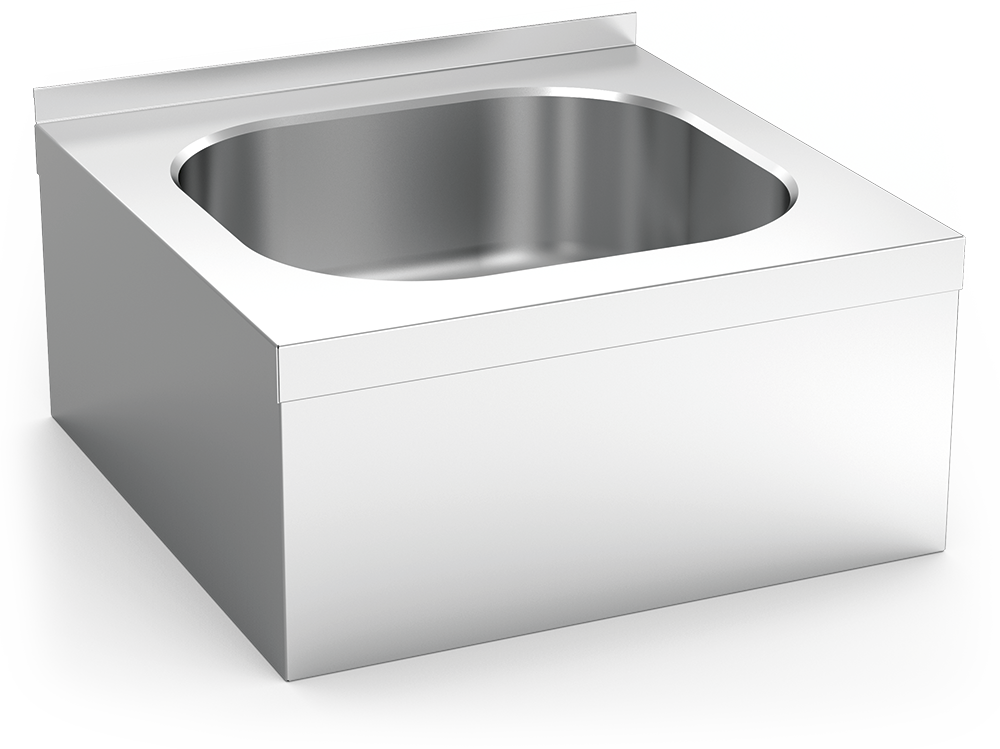Wall mounted sink unit in stainless steel with skirt 500 series, 1 tan ...