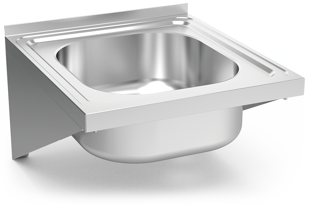 Stainless steel wall mounted sink unit with brackets 500 mm, 1 Tank ...
