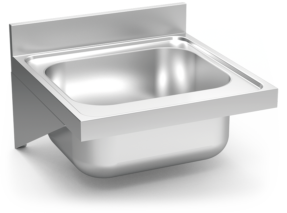 Stainless steel wall mounted sink unit with brackets 600 mm, 1 Tank ...