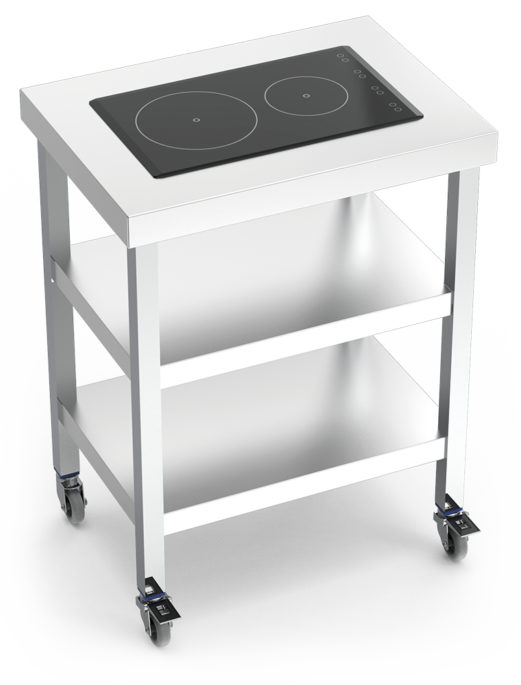 Mobile induction cooking plate with two burners | Lioninox