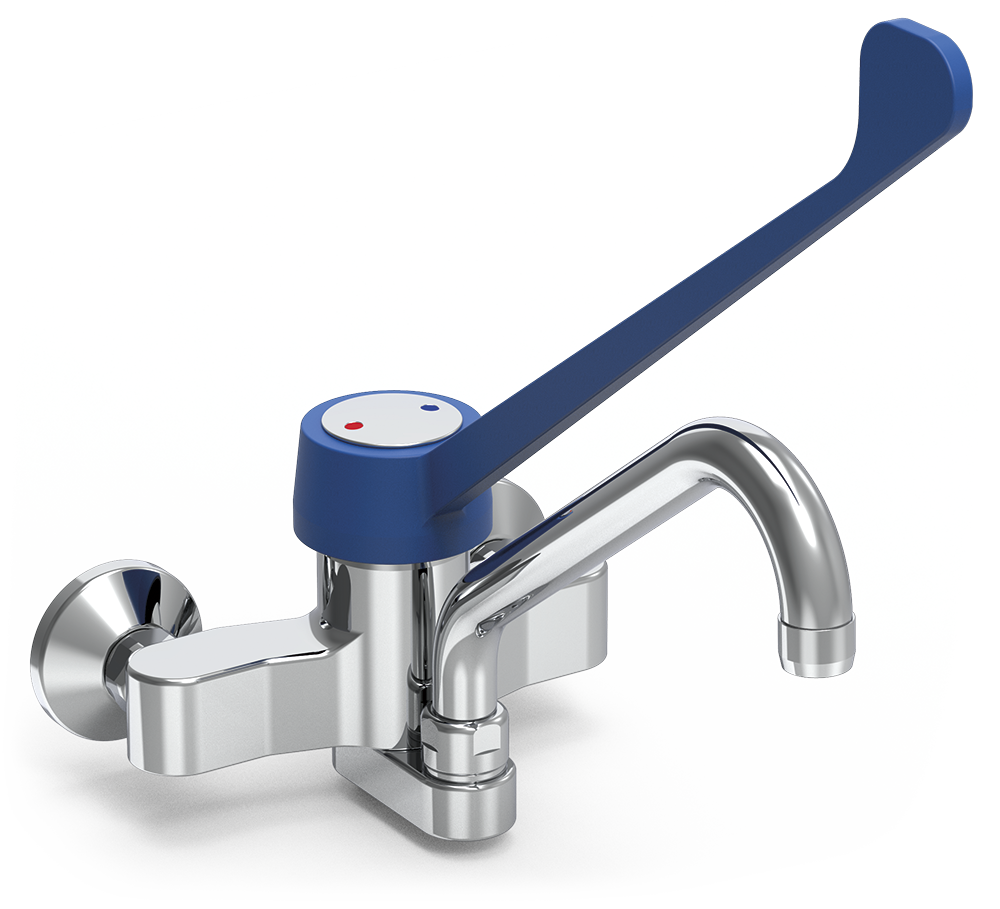 Monoblock model double inlet one handle wall tap elbow funtioning ...